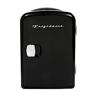 Frigidaire Mini Portable Compact Personal Fridge Cooler, 4 Liter Capacity Chills Six 12 oz Cans, 100% Freon-Free & Eco Friendly, Includes Plugs for Home Outlet & 12V Car Charger – Black