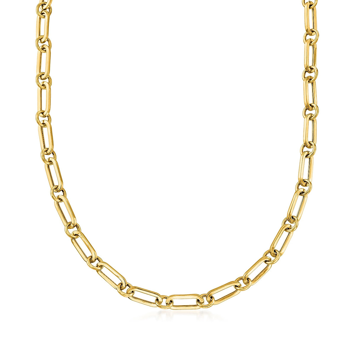 Ross-Simons Italian 18kt Gold Over Sterling Paper Clip Link Necklace. 18 inches