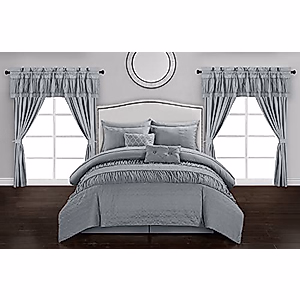 Chic Home Mykonos 20 Piece Comforter Set, Queen, Grey