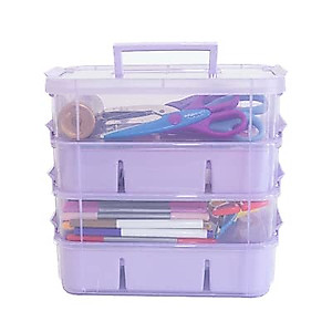 Everything Mary Plastic Craft Storage Organizer Box, Purple - Container for Beads & Supplies - Organizers for Craft, Art, & Painting - Plastic Container Case for Organization