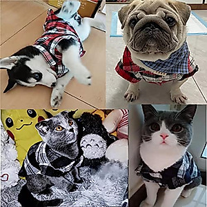 4 Pieces Dog Shirt Pet Plaid Shirt Medium Small Dog Plaid Polo Shirt Little Puppy T-Shirt Plaid Dog Shirt Classical Plaid Pet Clothes Cat T-Shirt Multi Colors for All Seasons (Small)