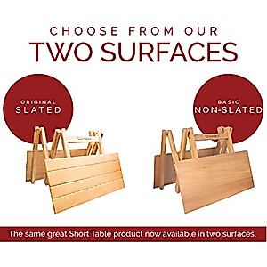 SHORT TABLE Simple Setup All-Purpose Use and Portability - Beach, Picnic, Camp, Or As A Gift - Original Slatted Table (Height 10”)