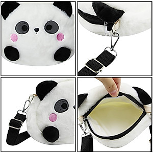 Amamcy Cute Panda Plush Crossbody Purse Small Fluffy Satchel Shoulder Bag Messenger Bag Handbag Purse for Women