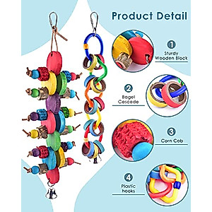 Bissap 2PCS Bird Chew Toys, Multicolored Bagel Cascade Bird Parrot Toy Biting Paper Cardboard Olympic Rings Conures Toys for Amazon Cockatiels Cockatoos Macaws and Similar Sized Pet Birds
