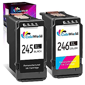 ColoWorld Remanufactured Ink Cartridge Replacement for Canon PG-245XL CL-246XL PG-243 CL-244 for Pixma MX492 MX490 TR4520 MG2522 MG2922 MG2520 MG2920 MG3022 iP2820 TS202 Printer (1 Black 1 Color)