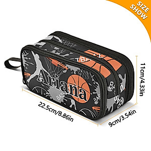 J JOYSAY Custom Basketball Game Pencil Case Large Big Capacity Personalized Pencil Bag for Girls Boys Customized Pencil Box Pouch Cosmetic Bag for College Students School Office