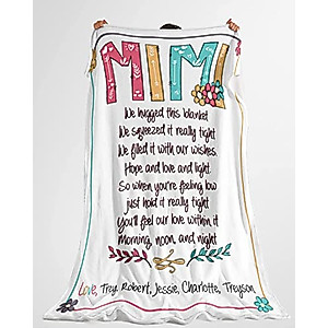Mimi Flower Grandkids Gifts Blanket,Customized Gifts for Mimi, Throw Blanket Mimi Birthday Gifts, Mimi Blanket Throw, Mimi Gifts from Grandkids, Christmas Mimi Gifts for Grandma. (A1 - Mimi)