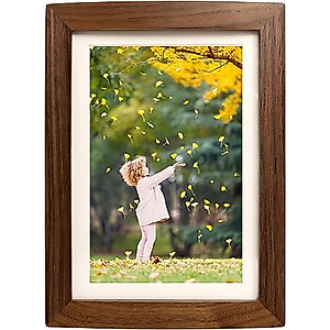 Natural Walnut Wood Photo Frames Inspired Tabletop Picture Frame with Mat, Vertical or Horizontal Display (1, 8x10)
