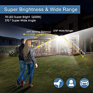 RJFOYB Motion Sensor Outdoor Lights, Adjustable 3 Heads Solar Outdoor Lights, 270° Wide Angle, IP65 Waterproof Security Lights Motion Outdoor for Garage Yard Garden Porch