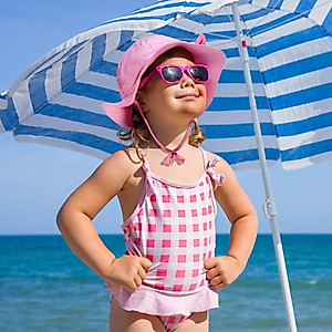 2 Pieces Baby Girl Sun Hat Infant UV Protection Summer Hats with Bows Wide Brim Bucket Hats Adjustable Sunscreen Beach Caps Bowknot Fisherman Caps (Baby of 6-12 Months, White and Pink)