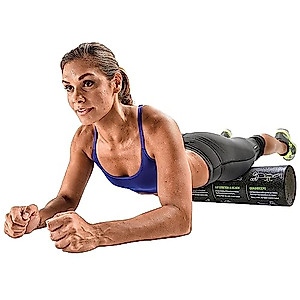 GoFit Dense Foam Massage Roller - with 12 Printed Exercises, GF-GDRL,Black