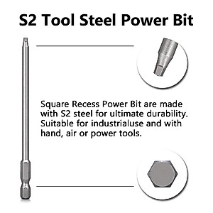 [50 Pack] 2-1/2" #10 Wood Screws, Coarse Thread Number 10 Zinc Coated Pocket Hole Screws + 1 Piece S2 Steel 1/4" Shank, 6" Length Square Recess Head Screwdriver/Power Bit (50 Count)