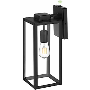 11 inch Canyon Outdoor Wall Light Fixtures with Dusk to Dawn Sensor, Exterior Black Wall Lighting, Architectural Wall Sconces with Clear Glass Shade for Entryway, Porch, Front Door, ETL Listed