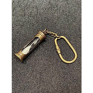 WOANIN Sand Timer Clock Key Ring - Nautical Maritime, Sand Timer Antique Brass Keychain Gift for Women Men