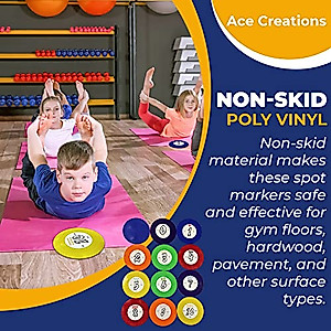 Set of 12 9-Inch Poly Vinyl Spot Markers Numbers 0-10 with 1 Blank in Spanish, French, English with Montessori Shapes for Classroom, Gym, Sports Teams, Preschool, Kindergarten, Elementary School