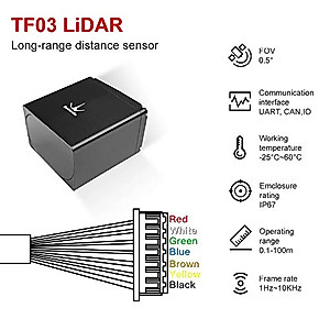 youyeetoo TF03-100 Long Range Lidar Sensor, 100m(328ft) Distance Measurement IP67 100Klux Rangefinder, for Industry, Rail Transit, Intelligent Parking Detection