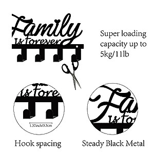 GORGECRAFT Key Holder Cast Iron Wall Hanger Coat Rack Wall Mounted Family Home Decorative with 6 Hooks for Jewelry Keys Hat Backpack Clothes Pet Leash Umbrella Organizer, Black