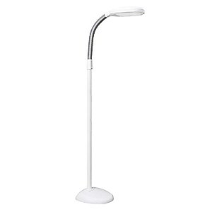 Verilux SmartLight Full Spectrum LED Modern Floor Lamp with Adjustable Brightness, Flexible Gooseneck and Easy Controls - Reduces Eye Strain and Fatigue - Ideal for Reading, Artists, Craft (White)