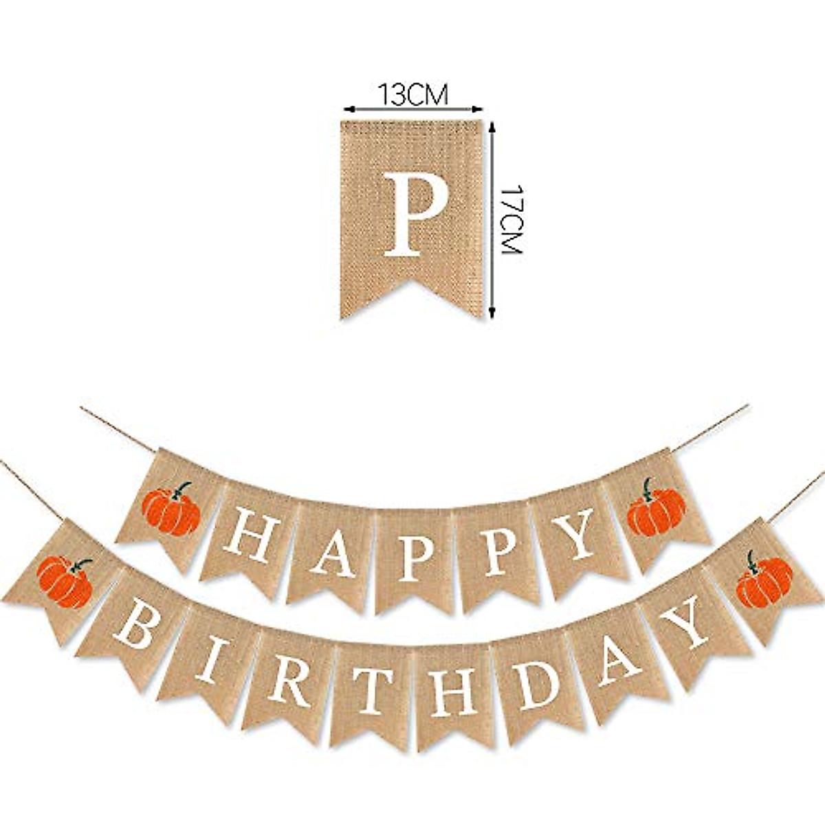 SWYOUN Burlap Happy Birthday Banner with Pumpkin Birthday Party Bunting Garland Supplies