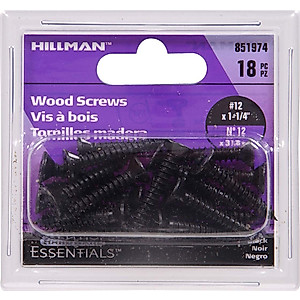 The Hillman Group 851974 12 x 1-1/4-Inch Wood Screw Flat Head Phillips, Black Finish