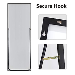 NeuType Floor Full Length Mirror Standing Full Body Dressing Mirrors with Stand Hanging Wall Mounted Large Rectangle Metal Frame Leaning Bedroom Living Room Décor 65 x 22 in (Black)