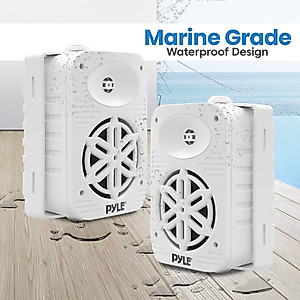 PyleUsa Indoor Outdoor Speakers Pair-500 Watt Dual Waterproof 5.25” 2-Way Full Range Speaker System w/ 1/2”High Compliance Polymer Tweeter - in-Home, Boat, Marine,Deck,Patio,Poolside (White) PDWR55WT