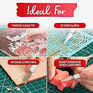 XFasten Exacto Knife Set of 2 Exacto Knives for Crafting with 60 Exacto Knife Blades | Precision Hobby Knife Set for Art Cutting Craft Knife Tool Model Knife Modeling Knife for Clay Mat Plastic, Paper