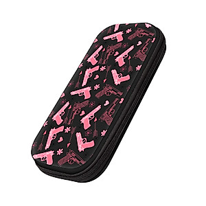 Carrying Case Compatible with Switch 2017 / Switch OLED 2021 Console Joy-Con with 10 Game Card Slots , Girl Power pattern with gun, pomegranate, lips and hearts