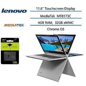 Lenovo 2021 Chromebook Flex 3 2-in-1 11.6" Convertible Touch Screen Laptop, 360°flip-and-fold Design, MediaTek MT8173C(2.1GHz,Beat N4020), 4GB Memory, 32GB eMMC, Chrome OS w/ 128GB SD Card