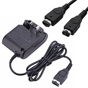 GBA SP Charger and Link Cable Set, AC Adapter and 2 Player Game Link Cable for Gameboy Advance SP, Wall Travel Charger Power 5.2V 450mA for Game Boy Advance SP