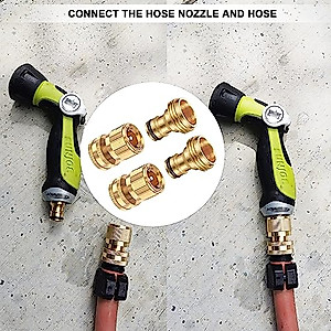 DINHAND 4 Sets Garden Hose Quick Connector No-Leak 3/4 GHT Inch Male and Female Thread Water Hose Fittings