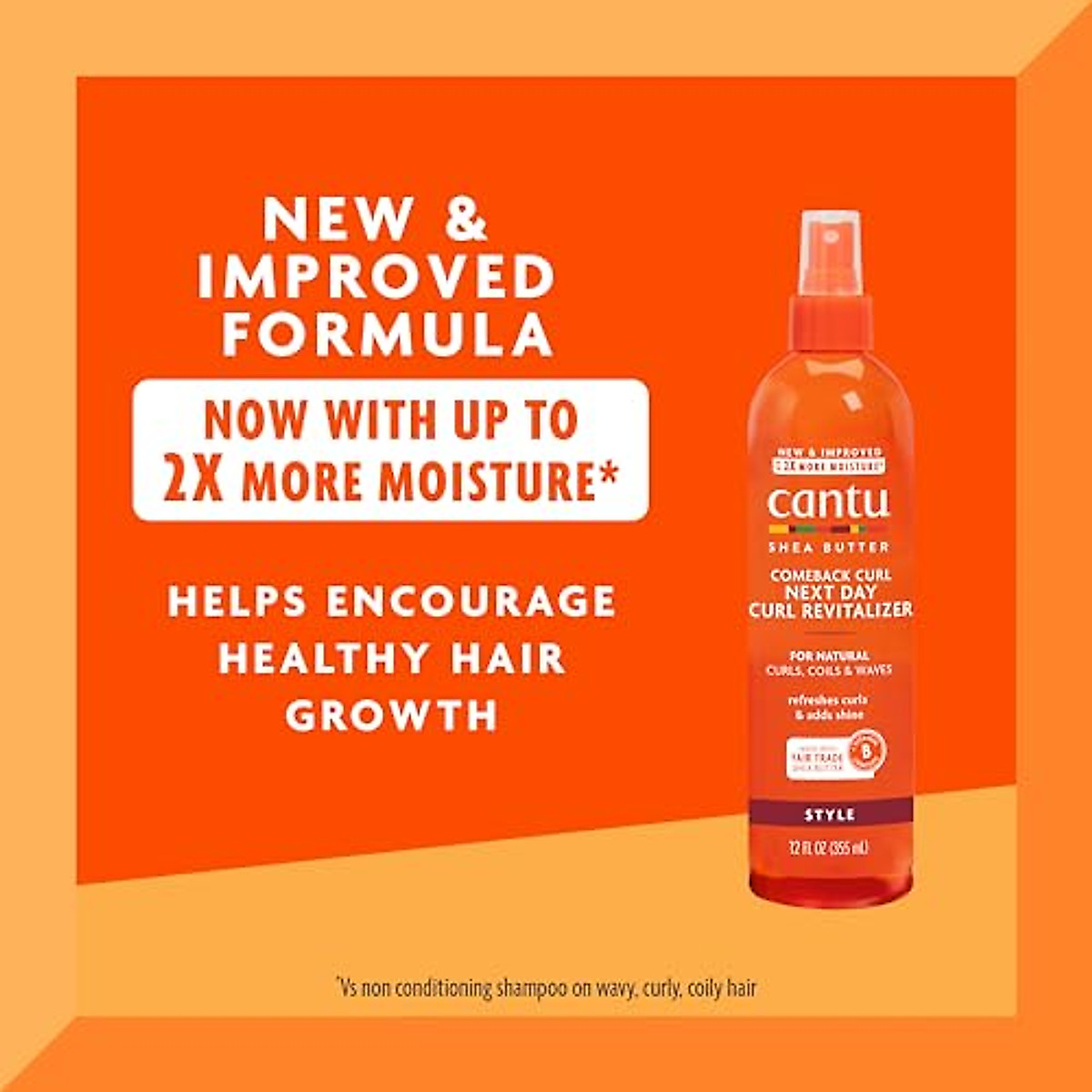 Cantu Comeback Curl Next Day Curl Revitalizer Mist with Shea Butter for Natural Hair, 12 fl oz (Packaging May Vary)