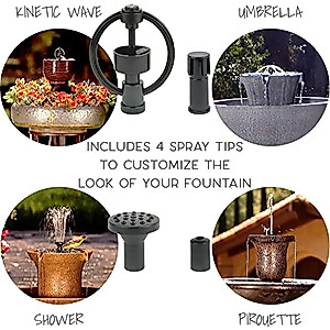 Bernini Veloce 4-in-1 Instant Water Fountain with Planter Turns Any Water Container Into A Decorative Fountain, Flippable Cordless Water Fountains for Soothing Sounds Indoor or Outdoor (Brownstone)