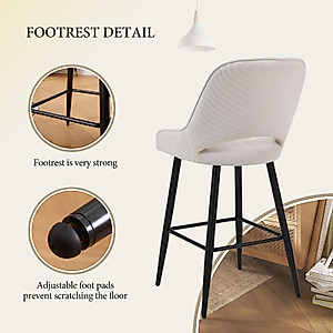 Chummaven Counter Stools Set of 2 Mid Century Modern Barstools with Legs Upholstered Bar Stools with Hollow Back 26 Inch Counter Height Stool Chairs for Kitchen Island(Beige)