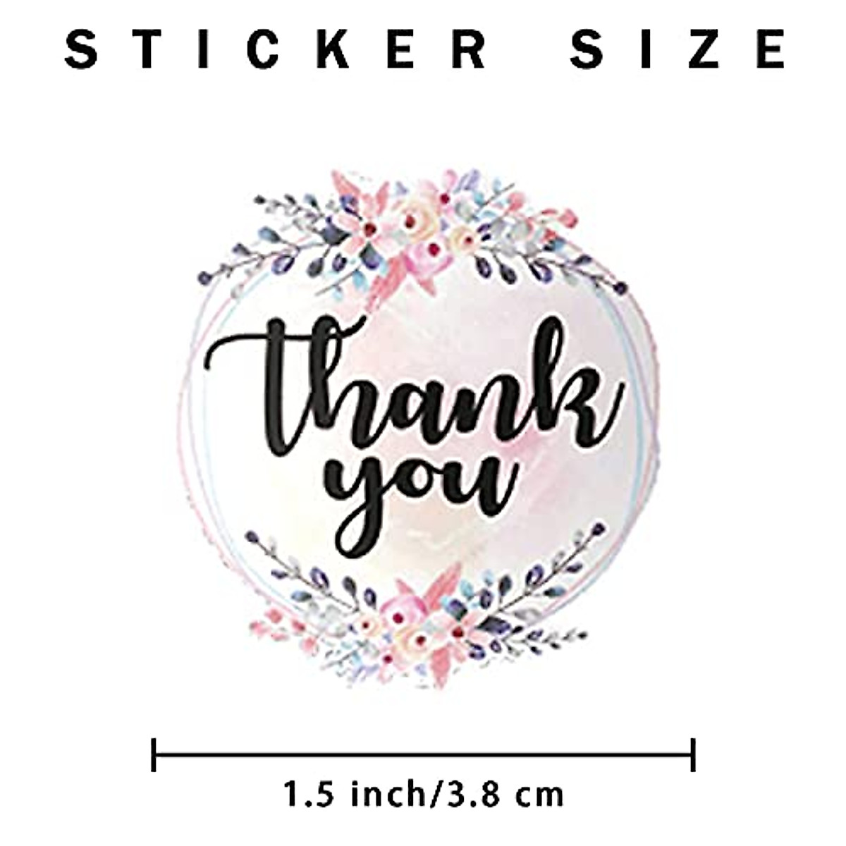 Sticker roll, Business Sticker, Bubble Envelope and Gift Bag Packaging Label, 3 Different Flower Patterns. 500 Sheets per roll, 1.5 inches in diamete。 (Black)