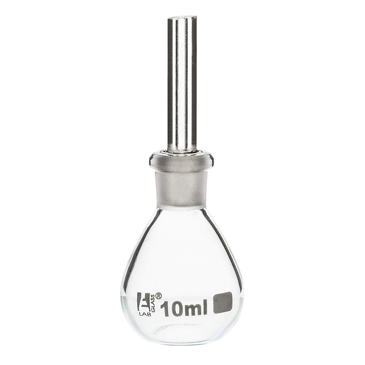 EISCO 10mL Specific Gravity Bottle - Borosilicate Glass - Flat Bottom with Perforated Stopper - For Determining Liquid Density Labs