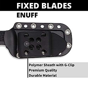 Spyderco Enuff Clip Point Fixed Blade Utility Multitool Knife with 2.75" VG-10 Stainless Steel Blade and Premium Custom-Molded Boltaron Sheath - PlainEdge - FB31CPBK