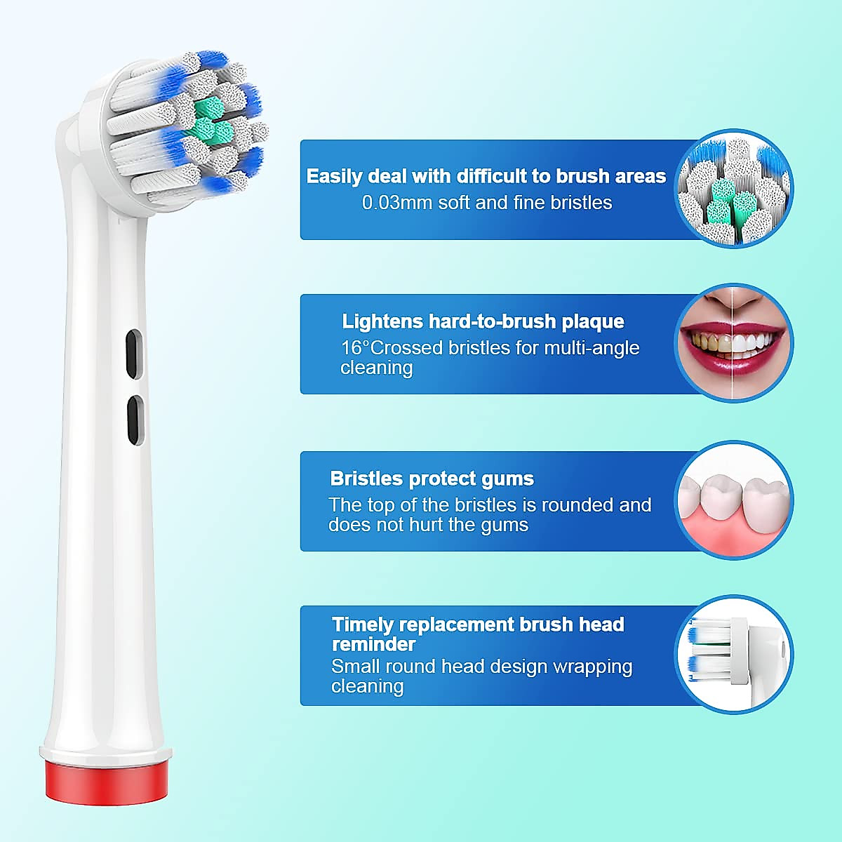 WuYan 8 pcs Extra Soft Bristles Replacement Heads Compatible with Oral B Electric Toothbrush Head Extra Thin Soft Bristles Gum Care