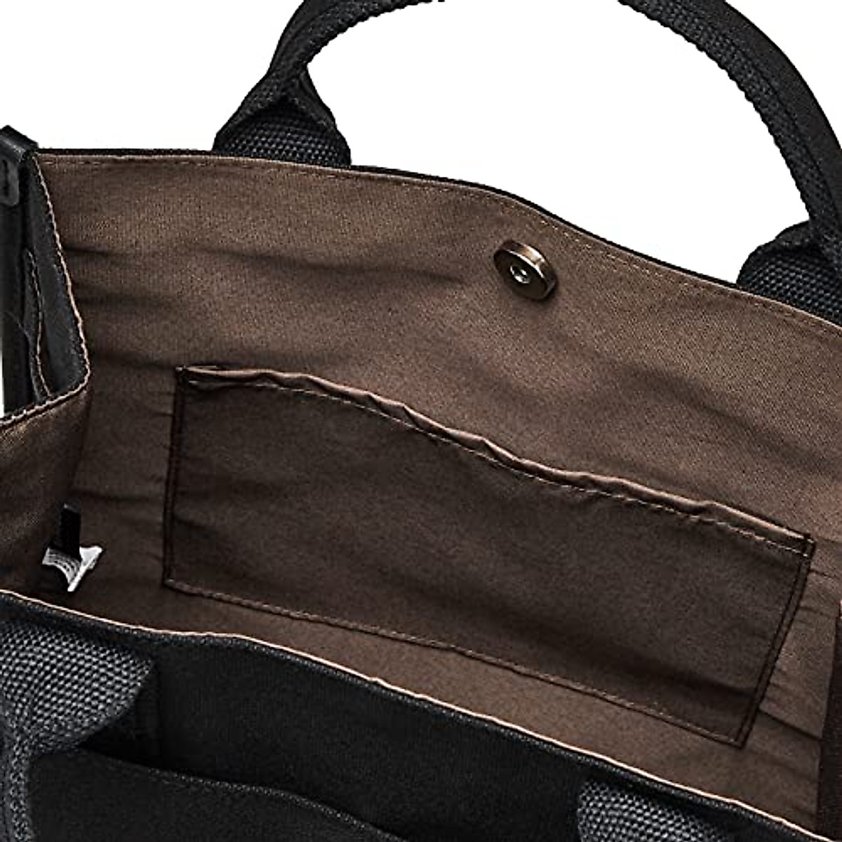 Kangol Tote Bag, Thick Cotton Canvas, 2-Way, Shoulder Bag, Mother's Bag, Square Shape, L, Black