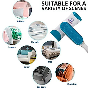 Pet Hair Remover Brush - Dog Hair Remover for Clothes - lint Brush pet Hair Remover - Reusable Fur Remover for Furniture and Clothing - Light pet Dander Remover with self Cleaning Base