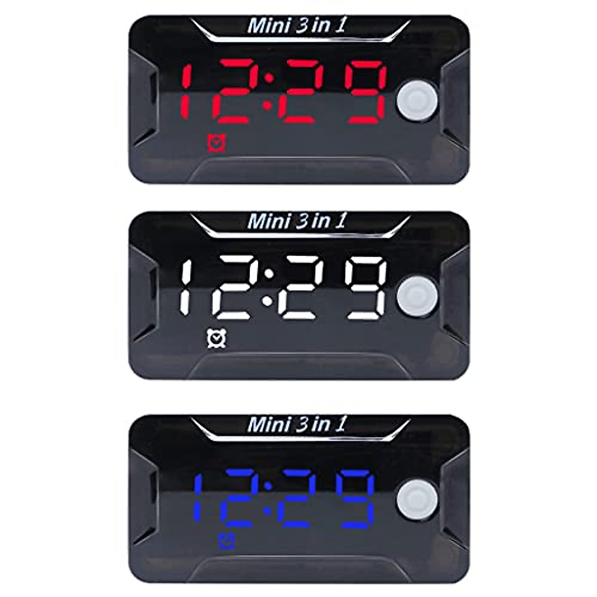 Motorcycle Digital For Time Clock + Thermometer +Voltage Voltmeter 3 In 1 Waterproof Tester Battery Moniter Gauge Digital Time Clock