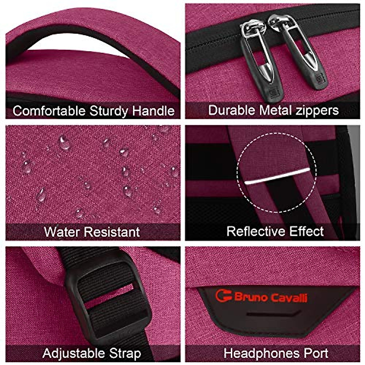 Laptop Backpack,Business Travel Anti Theft Slim Durable Laptops Backpack with USB Charging Port,Water Resistant College Computer Bag for Women & Men Fits 15.6 Inch Laptop-Rose Red