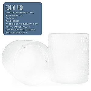 Darware Hobnail Drinking Glasses (12oz, 6pk, Clear); Old-Fashioned Beverage Glasses for Tabletop, and Bar Use and Candle Jars