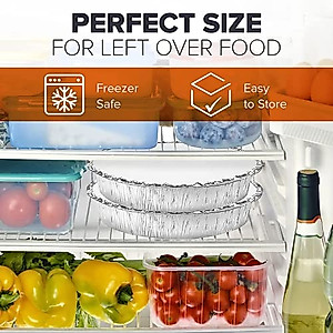 LUCKMETA 9'' Inch Round Tin Foil Pans Disposable Aluminum Pans with Clear Lids (60 Pack), Freezer & Oven Safe - For Baking, Cooking, Storage, Roasting, & Reheating, Recyclable, Pack of 60
