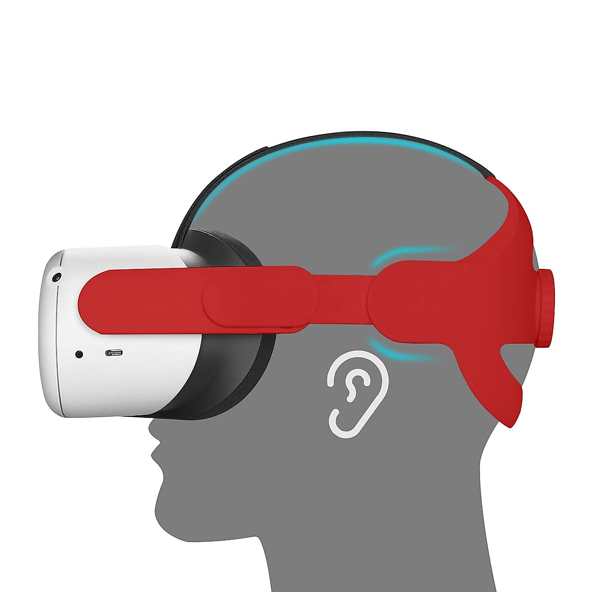 MASiKEN K6 Replacement Head Strap for Oculus Quest 2, Enhanced Support and Comfort Elite Strap Pad, Reduce Head Pressure,Optimize Wearing Experience Oculus2 Accessories (Red)