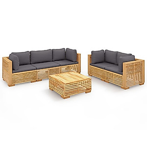 WEHUOSIF 6 Piece Patio Lounge Set with Cushions,Garden Lounge Set,Combination Sofa,Pool Sofa Set,Conversation Sofa,Party Furniture,for Homes,Offices,Living Room,Cafes,Solid Wood Teak