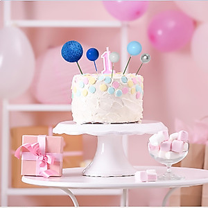 ASTARON 50 Pcs Ball Cake Topper Sticks Mini Balloons for Cake Decorating Supplies Foam Balls Cake decorations for Baby Shower Cake Birthday Cake Toppers Decorations (Blue Series)