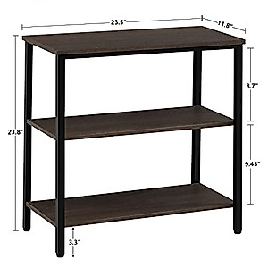 WEENFON End Table, 3-Tier Side Table, Nightstand with Storage Shelves, Industrial Tall Side Table for Small Spaces, Living Room, Bedroom,Dinning Room, Dark Brown