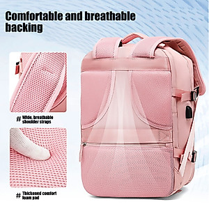 Large Travel Backpack for Women,Carry On Laptop Backpack for Hiking,College Bookbag,Outdoor Sports Bag,Casual Daypack with USB Port & Shoe Compartment,Fits 17 Inch,Men & Lady,Pink1