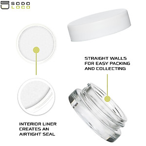 (90 Pack) 7ml Low Profile Thick Glass Jars with White Lids - Airtight Containers for Oil, Lip Balm, Wax, Cosmetics